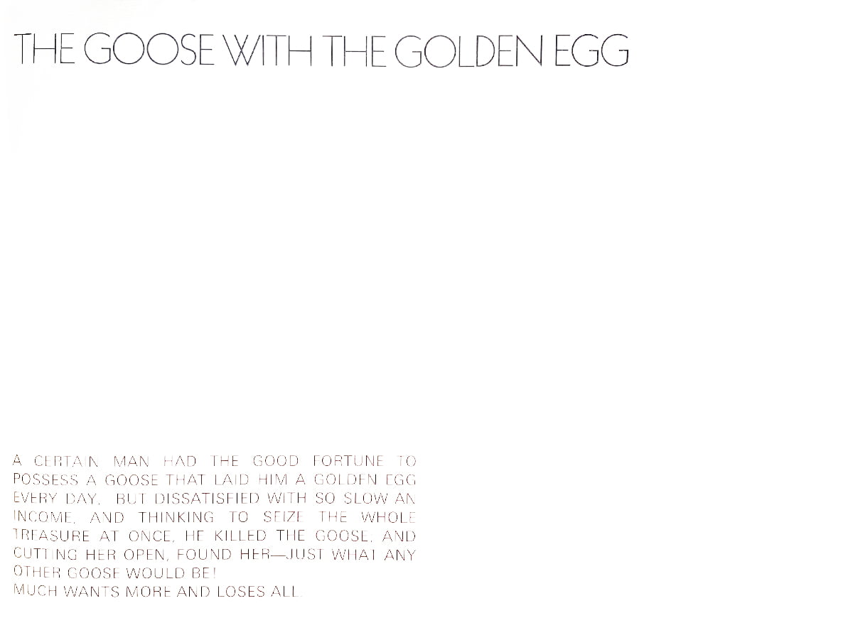 Aesop's Fables: The Goose With The Golden Egg - Hornseys Gallery ...