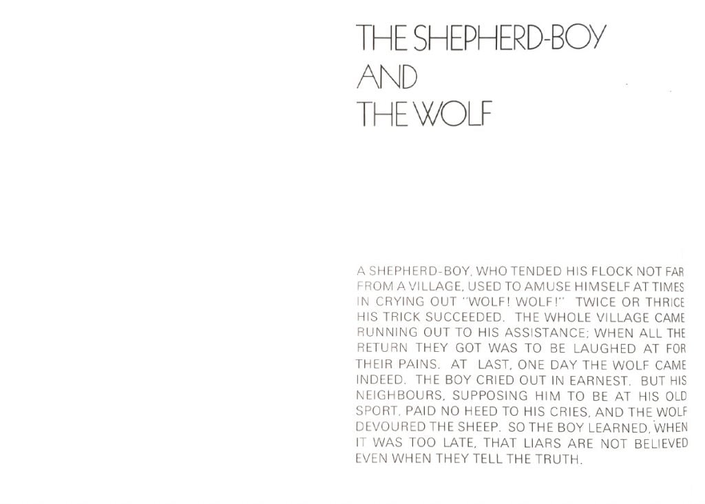 Aesop's Fables: The Shepherd-Boy And The Wolf. - Hornseys Gallery ...